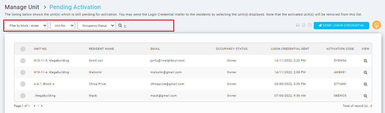 How to Send Activation Codes to Residents